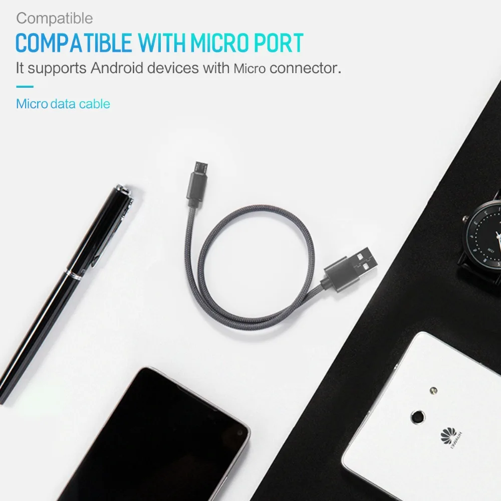 10 штук в упаковке ROCK Micro USB кабель для samsung HTC, Huawei ...