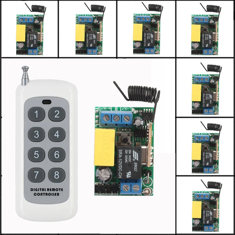 Ac 220v 8ch Rf Wireless Switch Remote Control Switch 315mhz 433mhz