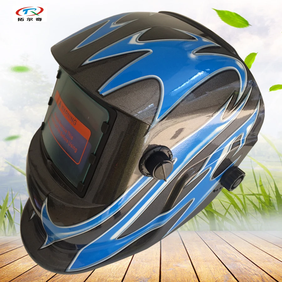 Auto Darkening custom welding helmet black blue Solar Power and inner ...
