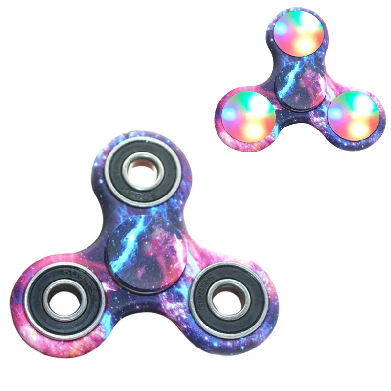 Tri Spinner Fidget Toy Plastic EDC Starry Sky Fidget Hand Spinner For ...
