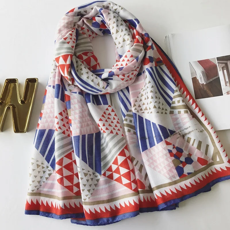Fashion Geometric pattern scarf soft shawl print Muslim hijab woman ...