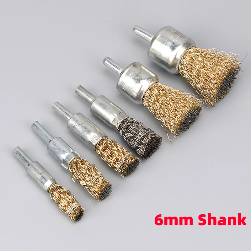 1Pcs Professional 6mm Shank Copper Plating Stainless Steel Wire Wheel ...