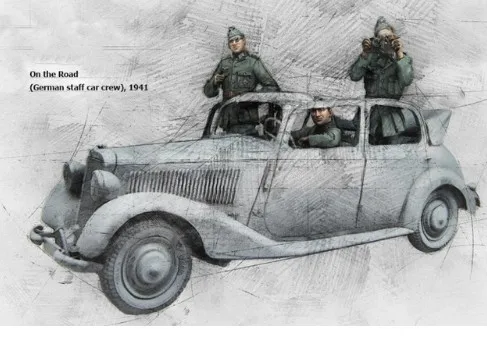 1/35 Scale WW2 German Staff Car Crew 3 People Miniatures World War II ...