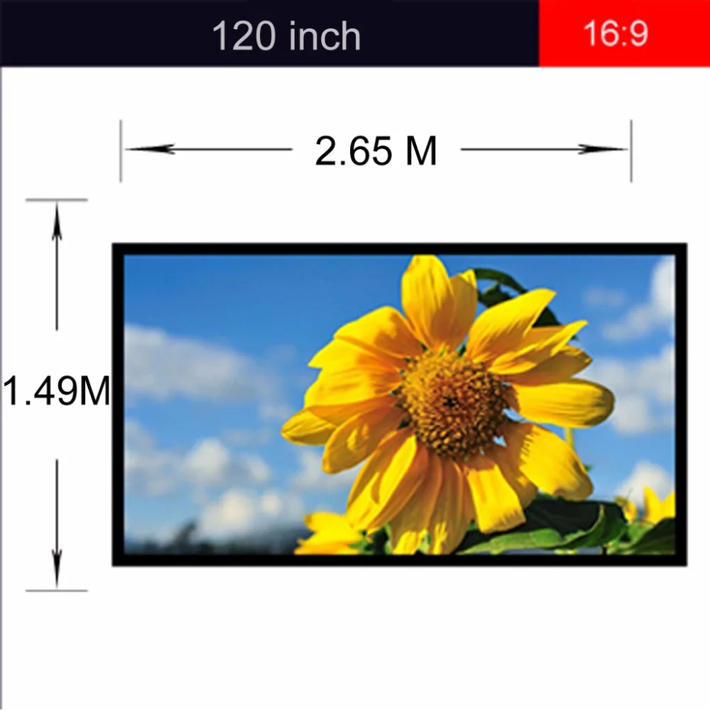 16:9 120inch Projector Screen 9x16 Finished Edge White Curtain Simple ...