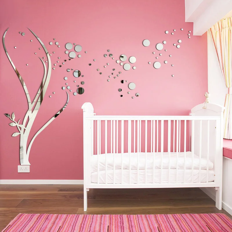 3D Large Size Round Dots Tree Wall Stickers Home Decor Living Room Art ...