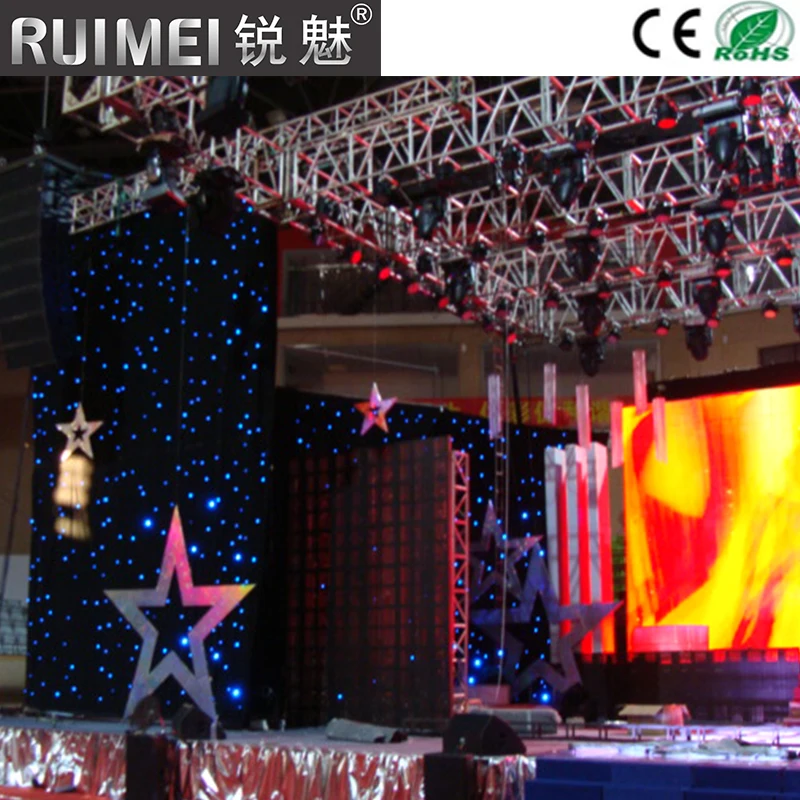 RUIMEI 2Mx3Mtr Star cloth Sparkley Drape RGBW Star Cloth LED Stage ...