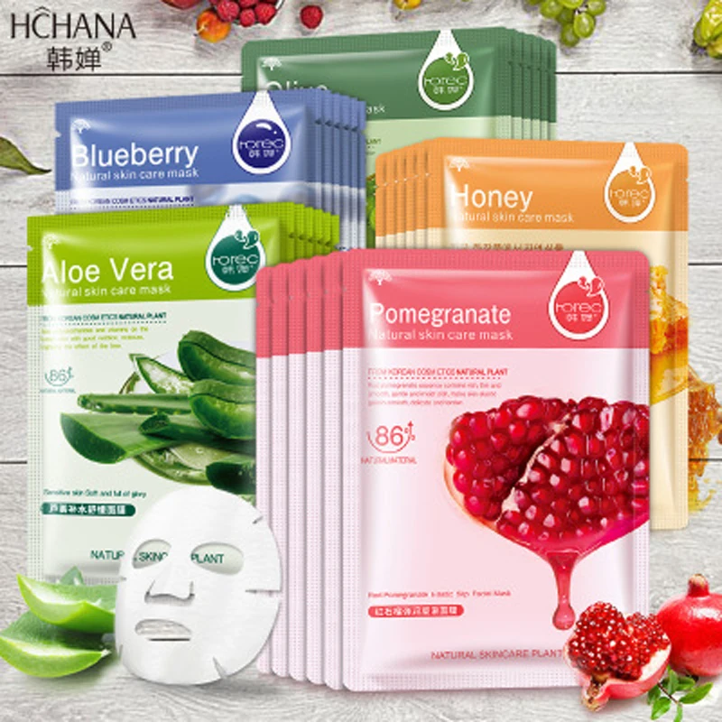 Bioaqua Face Mask Sheet Mask Aloe Honey Olives Pomegranate Facial Mask