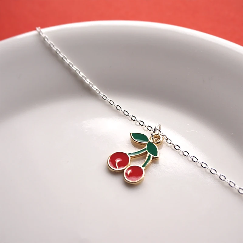 NEW Cute Cherry Necklace For Women Girl Gift Silver Color Pendant new-cute-cherry-necklace-for-women-girl-gift-silver-color-pendant