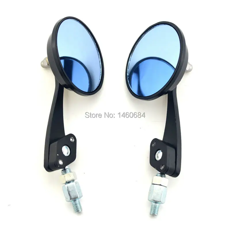 Motorcycle Rearview Mirror Blueglass Round Aluminum Motorcycle Cruiser