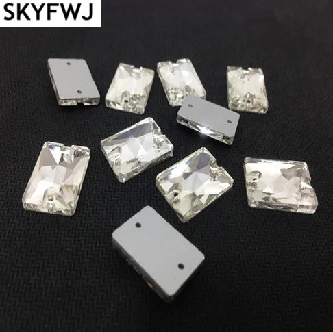 Crystal Clear Color Rectangle Shape Sew On Rhinestones Flatback 2 Holes ...