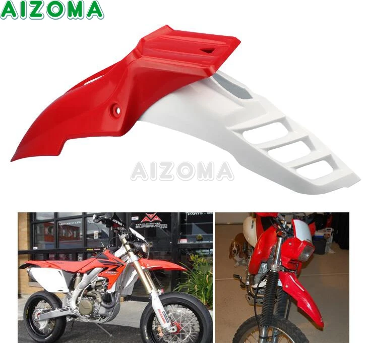 Motocross Bike Front Fender Red w/ White Mudguards Guard for Honda XR CRF XRM CR 125 250 450 500 ...
