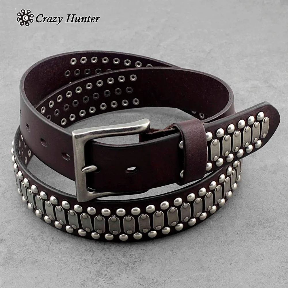 Quality Leather Belt 38mm Studs Punk Goth Biker Metal Studded - Belts ...