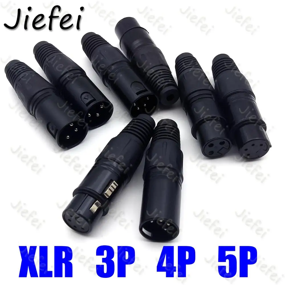 20Set-XLR-3Pin-4pin-5pin-Audio-Microphone-Cable-Connector-Black-Male ...