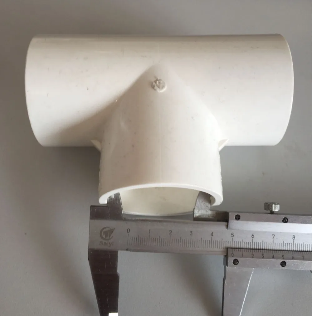 50mm PVC Tee 3 Way Water Pipe Tube Adapter Connectors White 2 Pcs ...