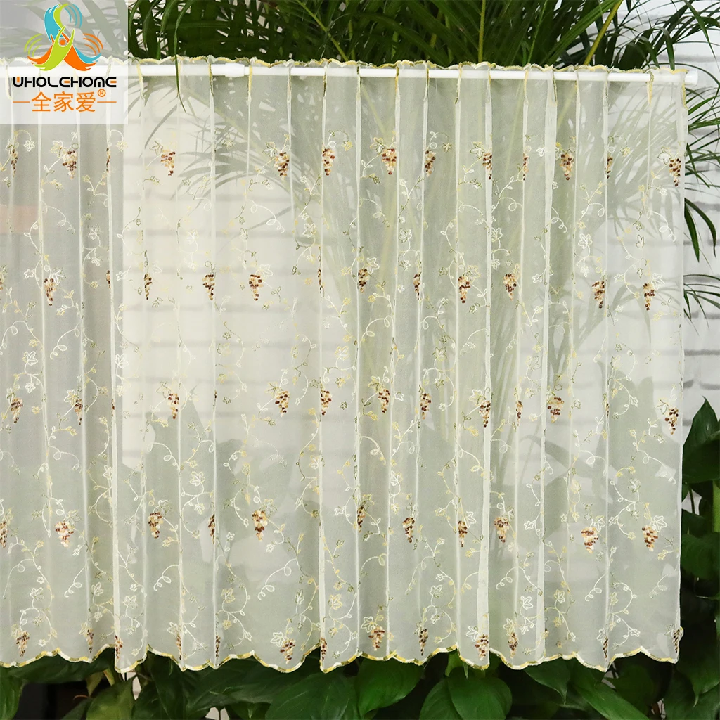 Grapes Window Cafe Curtain Half Curtain Valance Voile Pastoral Pleated ...
