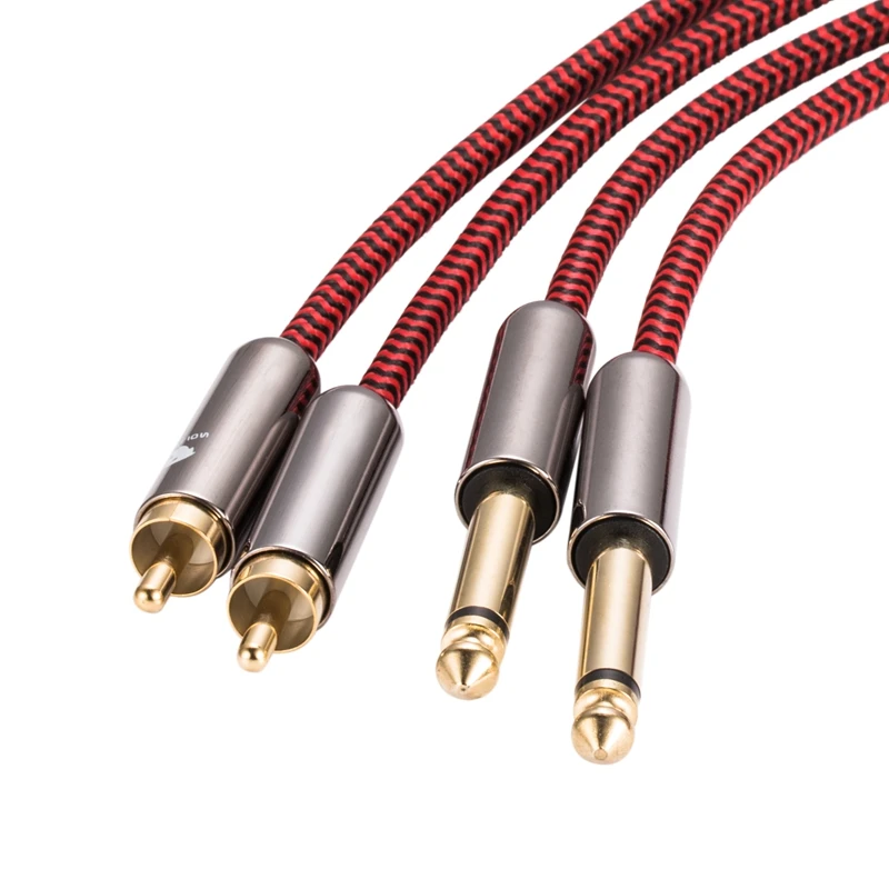 Hifi Audio Cable Dual 6.35mm to Dual RCA for Mixer Console Amplifier 2 ...