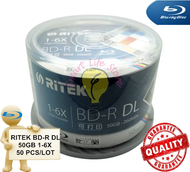 Ritek BD R 50 GB DL 1 6X 50 unids/lote Bluray 50 GB / Blu ray / Blue ray 50 GB / Bluray disco 50 ...
