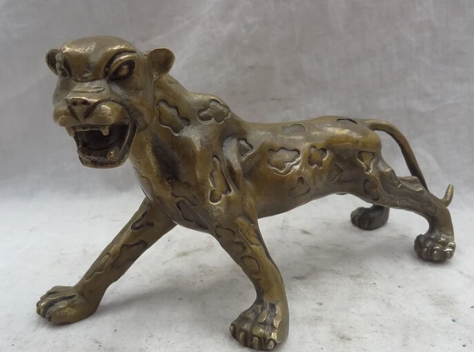 huij 008758 10" Chinese Bronze FengShui Feral Ferocious Leopard Panther ...