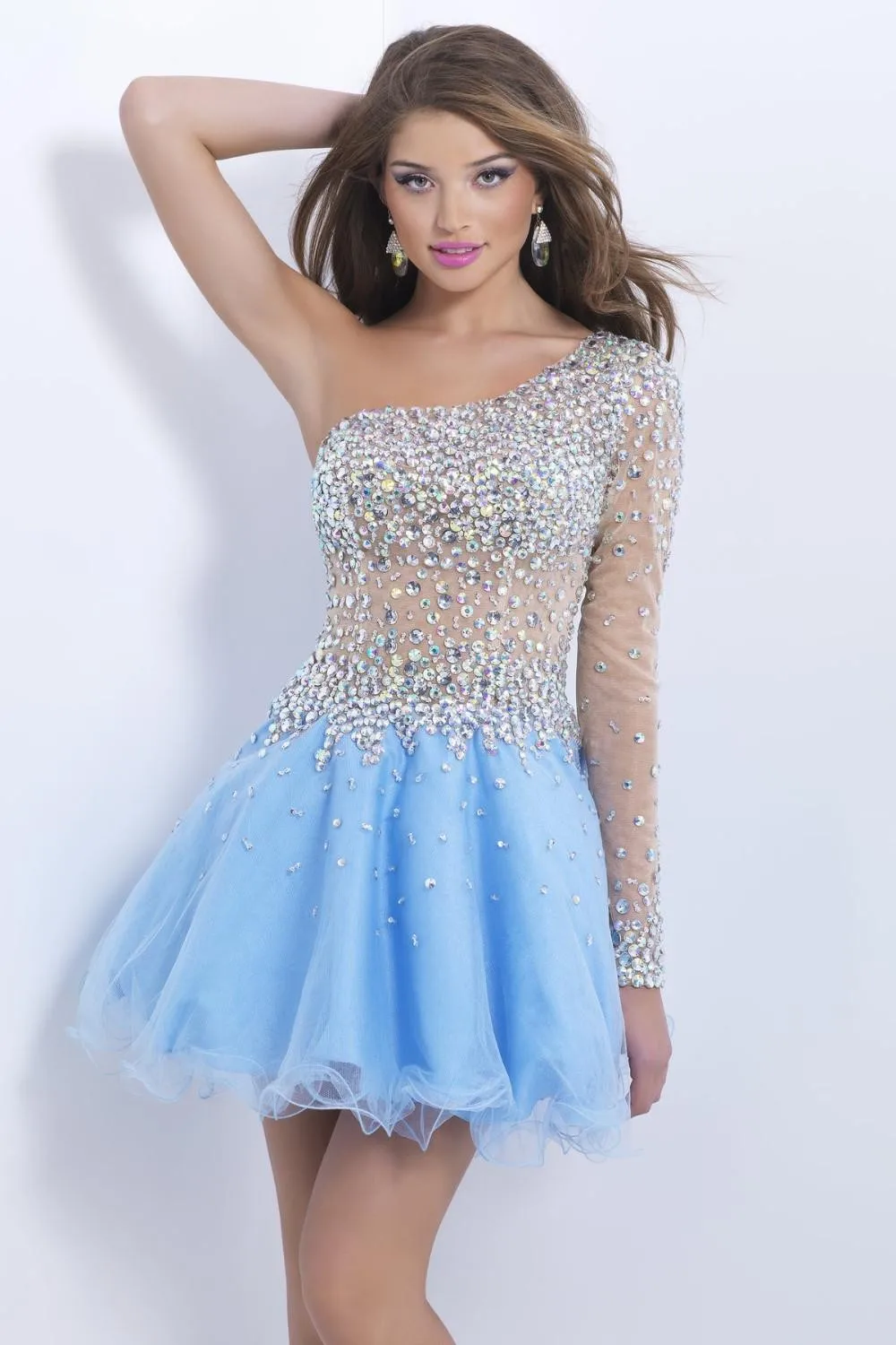 Ballkleider de un Hombro Tulle vestidos de baile de Manga Larga ...