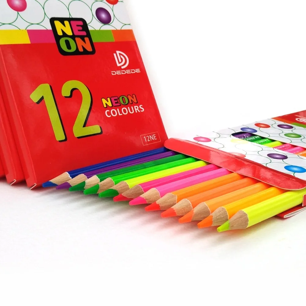 12 Neon Colored Pencil Highlighter Fluorescent Marker Pencil Drawing ...