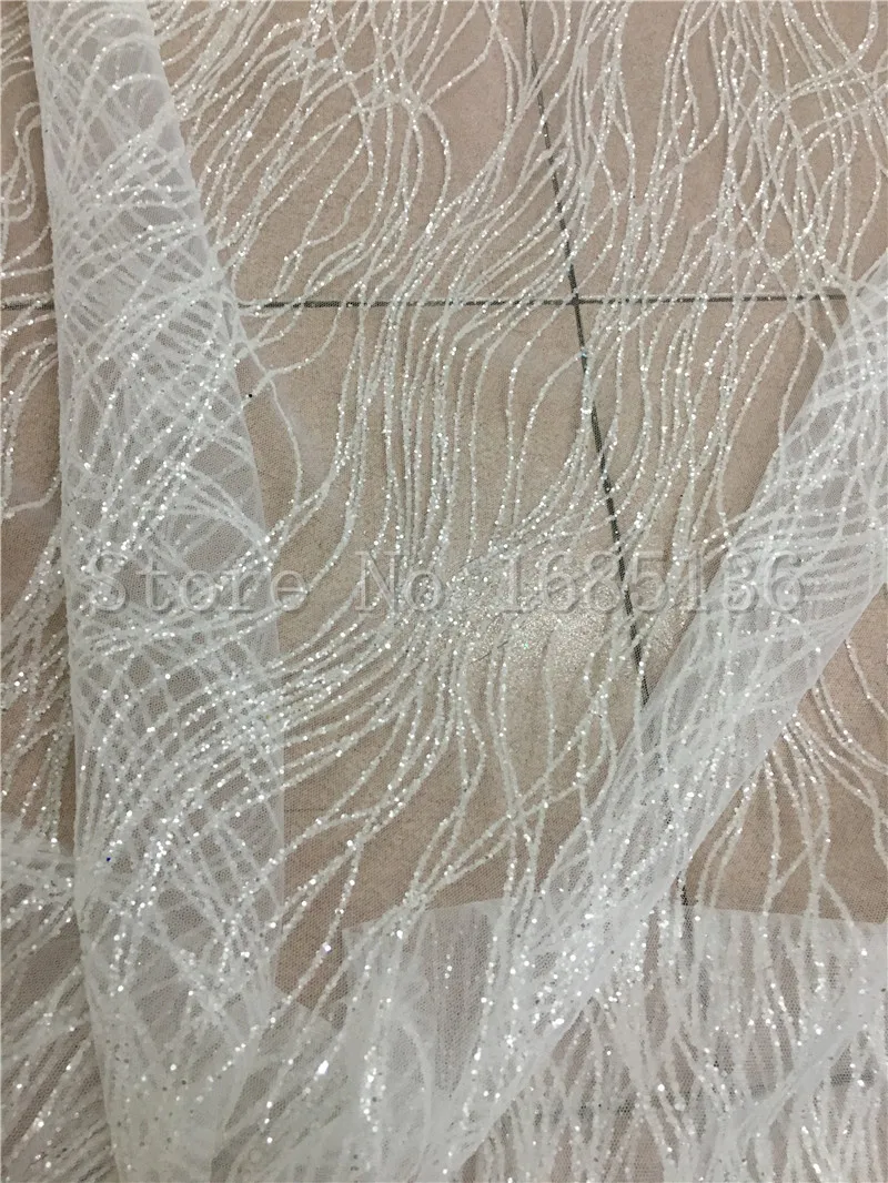 H 72409 Embroidered Tulle Lace 5yard/lot with glued glitter super ...