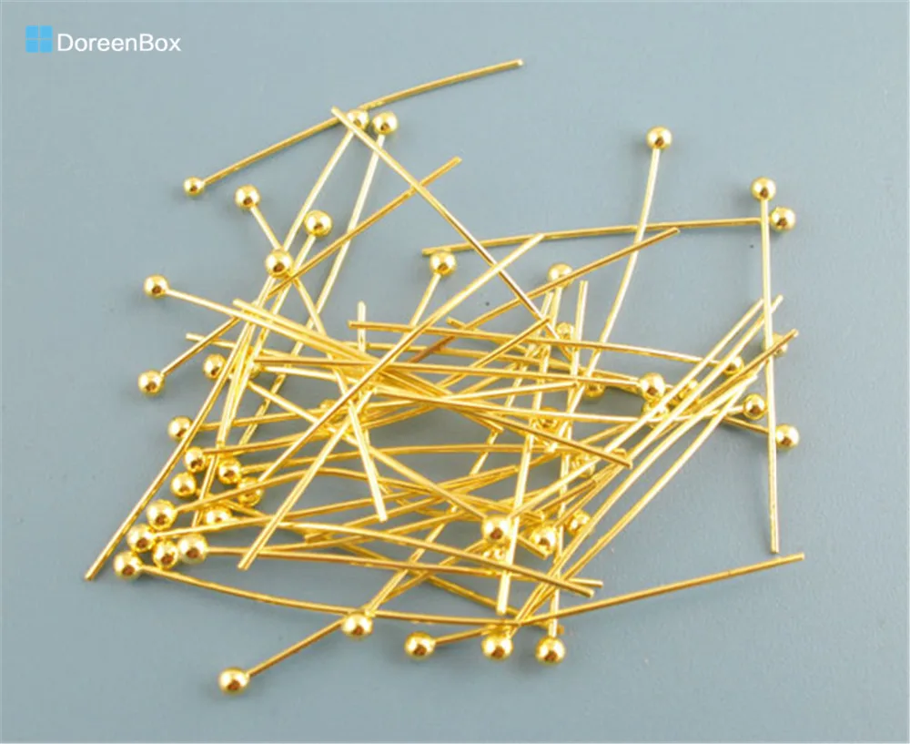 Doreen Box Lovely 500PCs Gold color Ball Head Pins 0.5x25mm(24 gauge ...