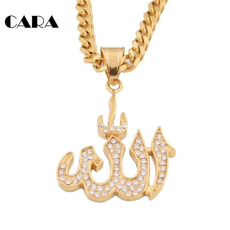 2019 new Mens Necklace Out Muslim Allah Pendant Necklace Hip hop 70cm ...