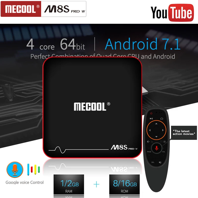 Mecool M8S PRO W Amologic S905W 2 ГБ 16 ГБ android 7,1 smart tv box 4K ...