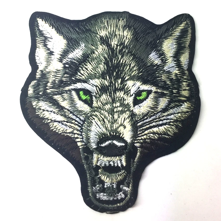 1 pcs Lobo Animal Patches Bordados Iron on ou Sew applique bordado Diy ...