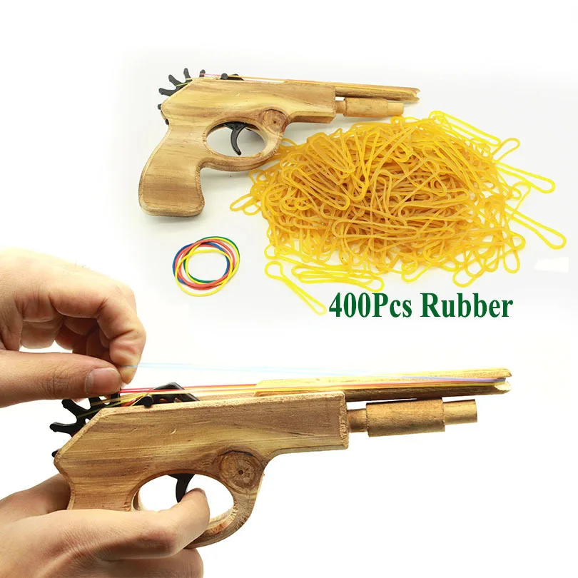 Unlimited bullet Classical Rubber Band Launcher Wooden Hand Pistol Gun ...