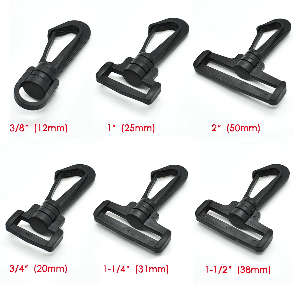 6 Size Pick Webbing 1/2"~2" Plastic Swivel Snap Hooks Hardware Side ...