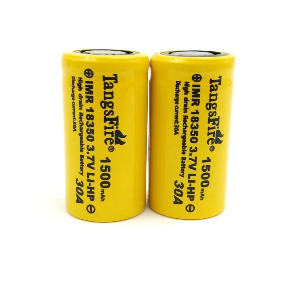 2 pces tangsfire imr 18350 1500 mah 3.7 v 30a bateria recarregável de ...