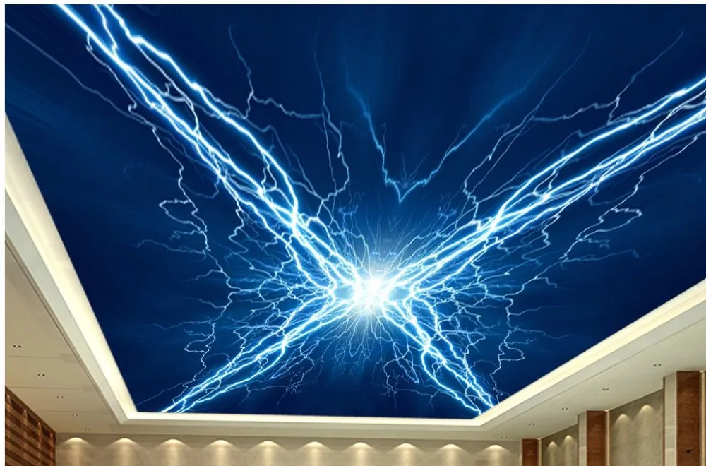Custom photo wallpaper 3D stereoscopic Lightning Sky Ceiling 3d ...