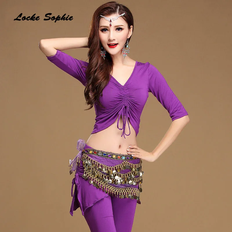 2pcs Women's belly dance pants tops 2018 Fashion Open fork belly dance ...