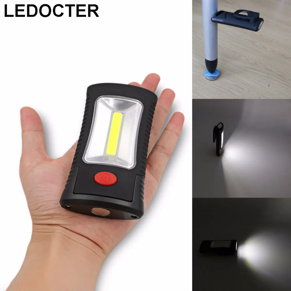 2 Mode Portable COB LED Working Flashlight Folding Hook Pocket Magnetic ...