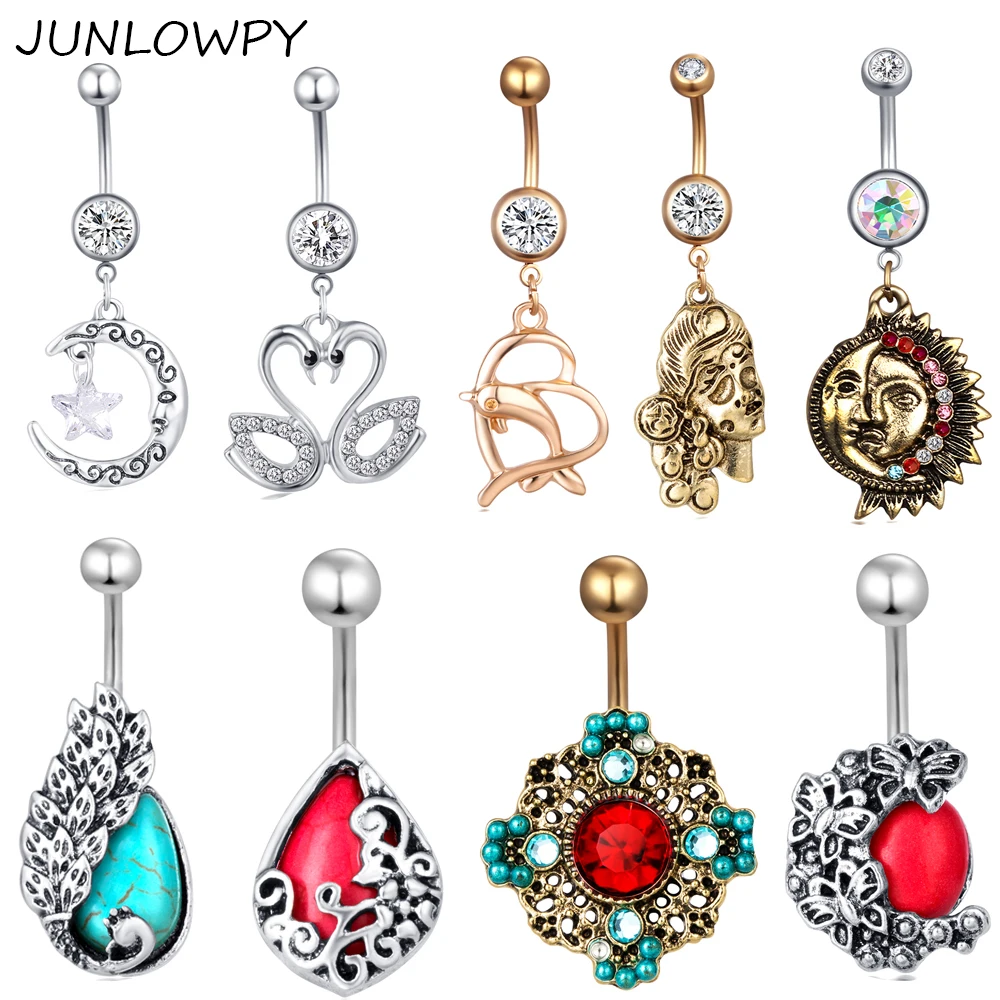 JUNLOWPY 1pcs Charming Belly Button Rings Surgical Steel Gold Star ... JUNLOWPY 1pcs Charming Belly Button Rings Surgical Steel Gold Star ...