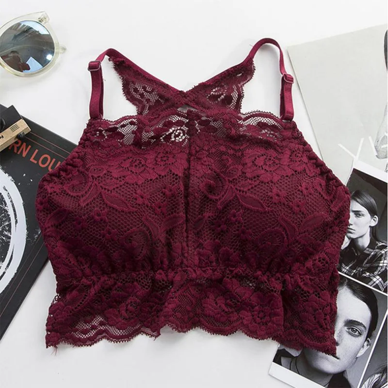 Bra Wireless Bras For Women Lingerie Sheer Lace Floral Bralette Bras ...