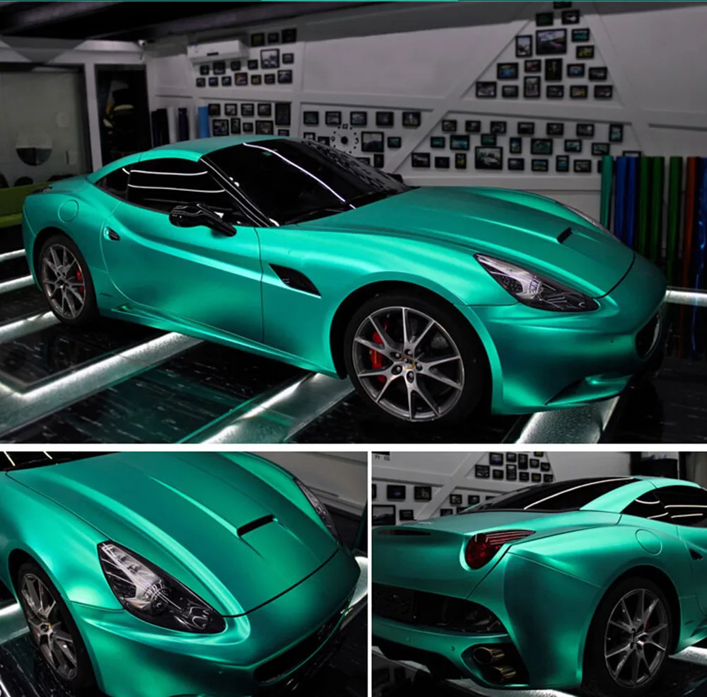 1 52x10m Good Quality Lake Green Metallic New Satin Matte Vinyl Metal