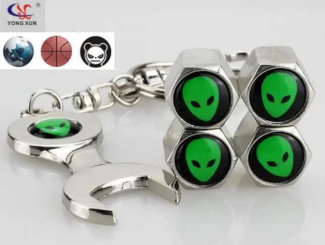 1set aliens Earth Basketball Panda Car Styling Wheel Tire Valve Caps ...