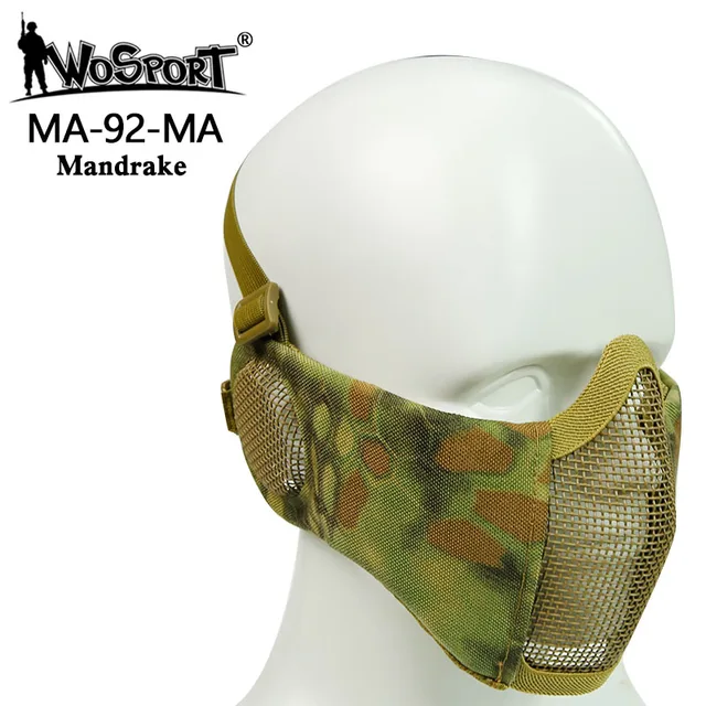 1000D Nylon Military Tactical Mask Half Face Ear Protection Airsoft ...