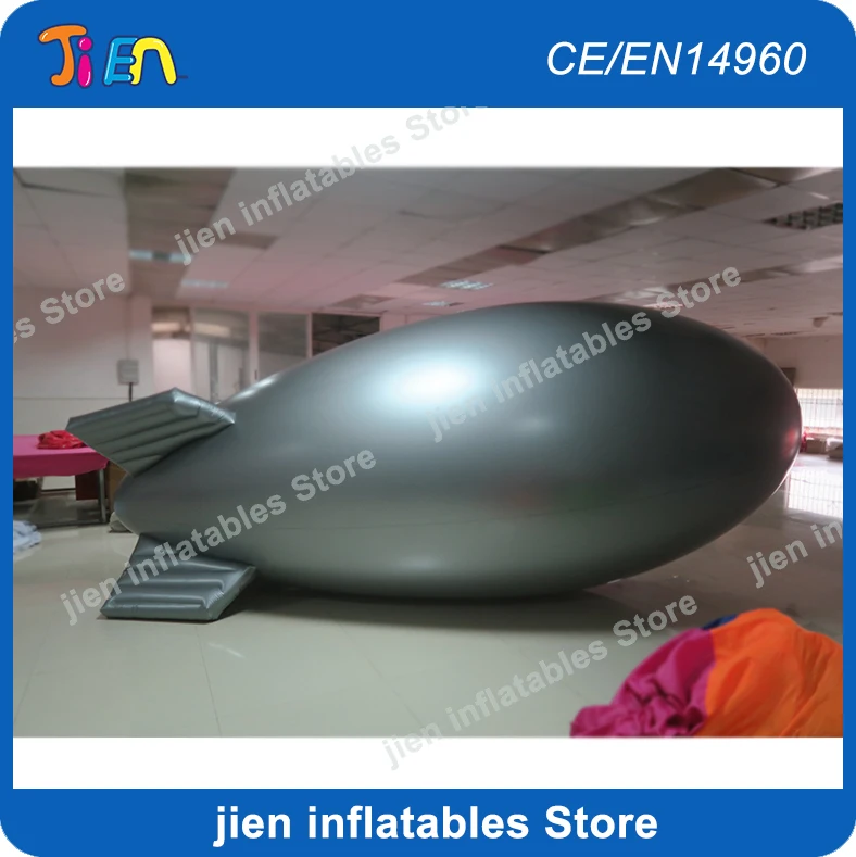 5m long silvery inflatable helium airship inflatable helium blimp ...