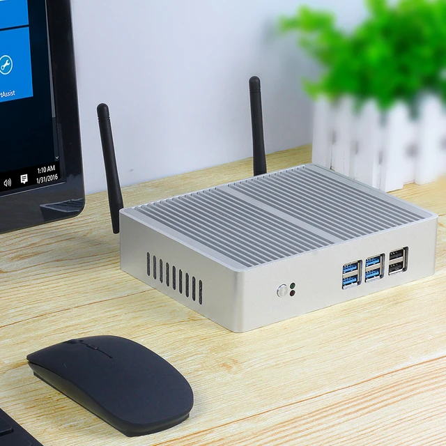 XCY Intel Core i5 7200U i3 7100U i7 4500U Fanless Mini PC Windows 10 4K ...