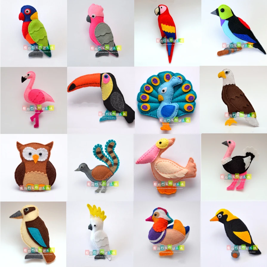 Diy Forest Birds And Parrots. Fabric Felt Kit Non-woven Cloth Craft Diy ...