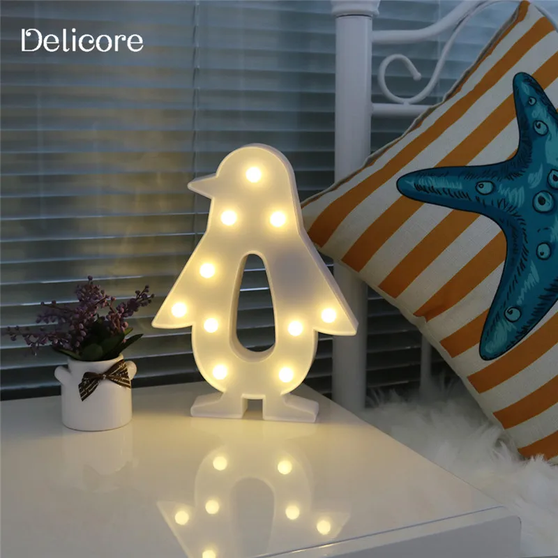 DELICORE Romantic Indoor Decorative Nights Lamps 3D Penguin LED Night ...