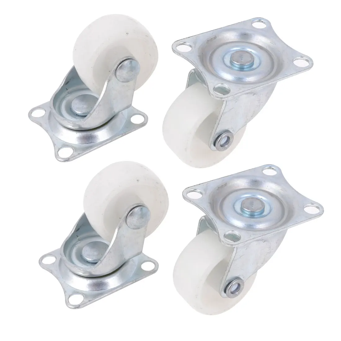 4 Pcs White 1.25" Single Wheel Light Duty Swivel Plate Plastic ...