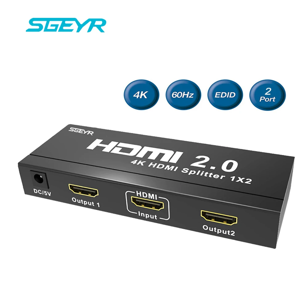 SGEYR-2-Way-HDMI-Splitter-1x2-HDMI-2-0-Splitter-1-In-2-Out-Compliant ...