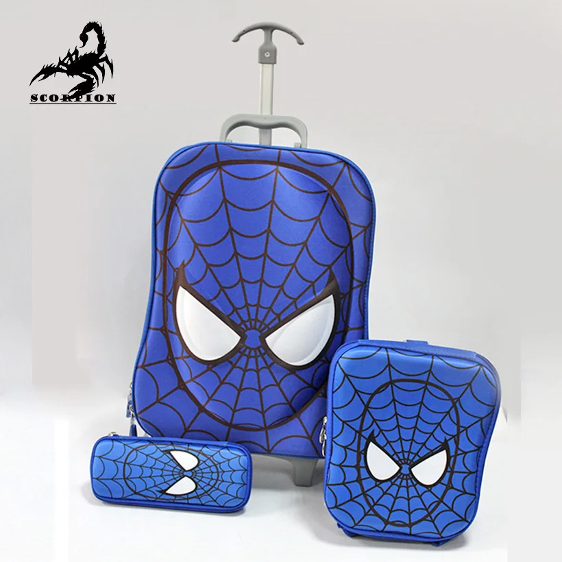 3-PCS-Spiderman-Trolley-Suitcase-Set-Kids-Cartoon-Spider-Man-Luggage ...