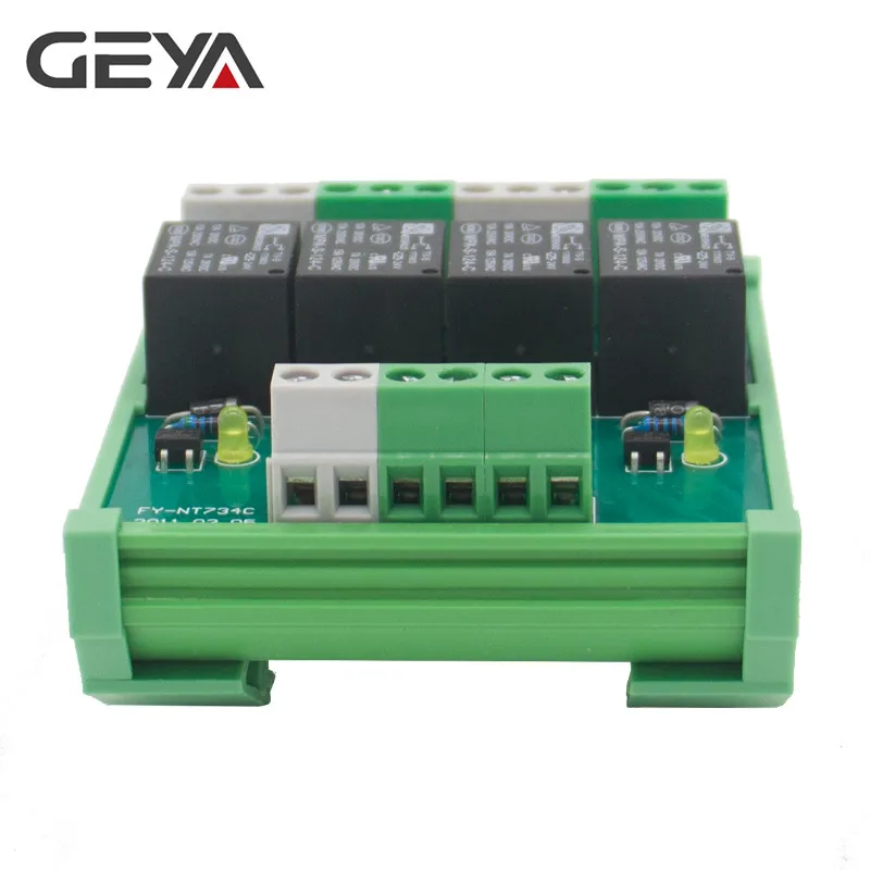 Free Shipping GEYA 4 Channel Relay Module 1 SPDT DIN Rail Mount 12V 24V ...