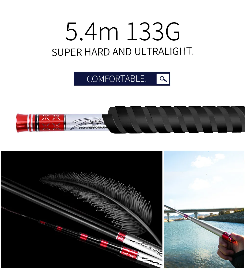 THEKUAI высокоуглеродистой Материал сверхтвердых Удочка 3,6-8,1 м телескопическая штанга море ...