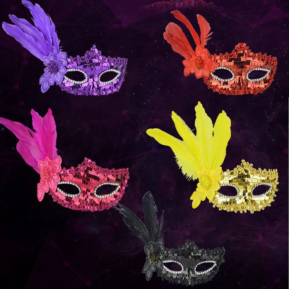 Fancy Party Mask Sexy Feather Sequins Elegant Eye Face Mask Masquerade